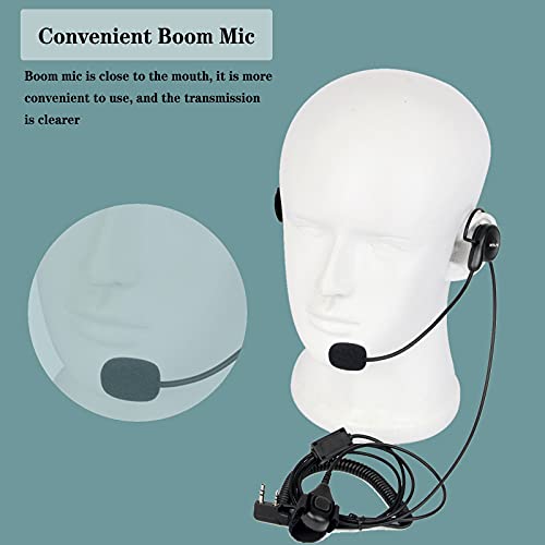 Retevis Behind-The-Head Walkie Talkie Earpiece with Boom Mic 2 Pin, Compatible RT22 RT21 H-777 RT68 RT19 pxton Arcshell Walkie Talkies, Two Way Radio Headset with Finger PTT(1 Pack)