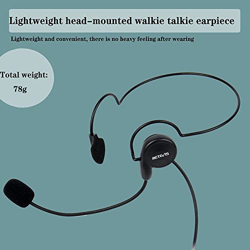 Retevis Behind-The-Head Walkie Talkie Earpiece with Boom Mic 2 Pin, Compatible RT22 RT21 H-777 RT68 RT19 pxton Arcshell Walkie Talkies, Two Way Radio Headset with Finger PTT(1 Pack)