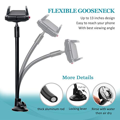 Newward Car Phone Mount, Universal Long Arm Windshield Handsfree Phone Holder for Car Compatible iPhone 14 Pro/13/12/11/Xs/XR/X/8 Plus, Galaxy S20/S10/S9/S9 /Note 10/S8, Huawei and More