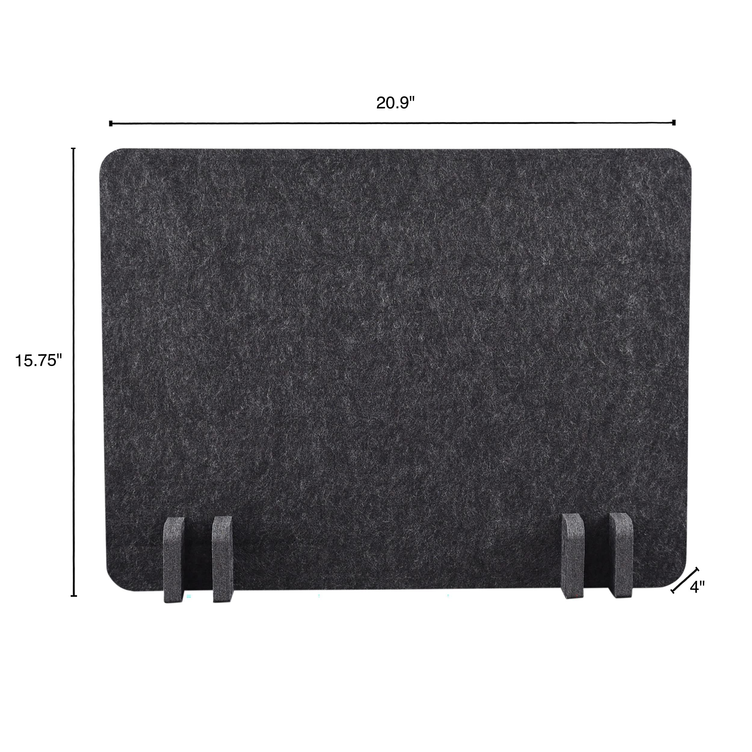 Stand Up Desk Store ReFocus Raw Noise and Distraction Reducing Freestanding Acoustic Desk Divider Mounted Privacy Panel (Anthracite Gray, 20.9" x 16")
