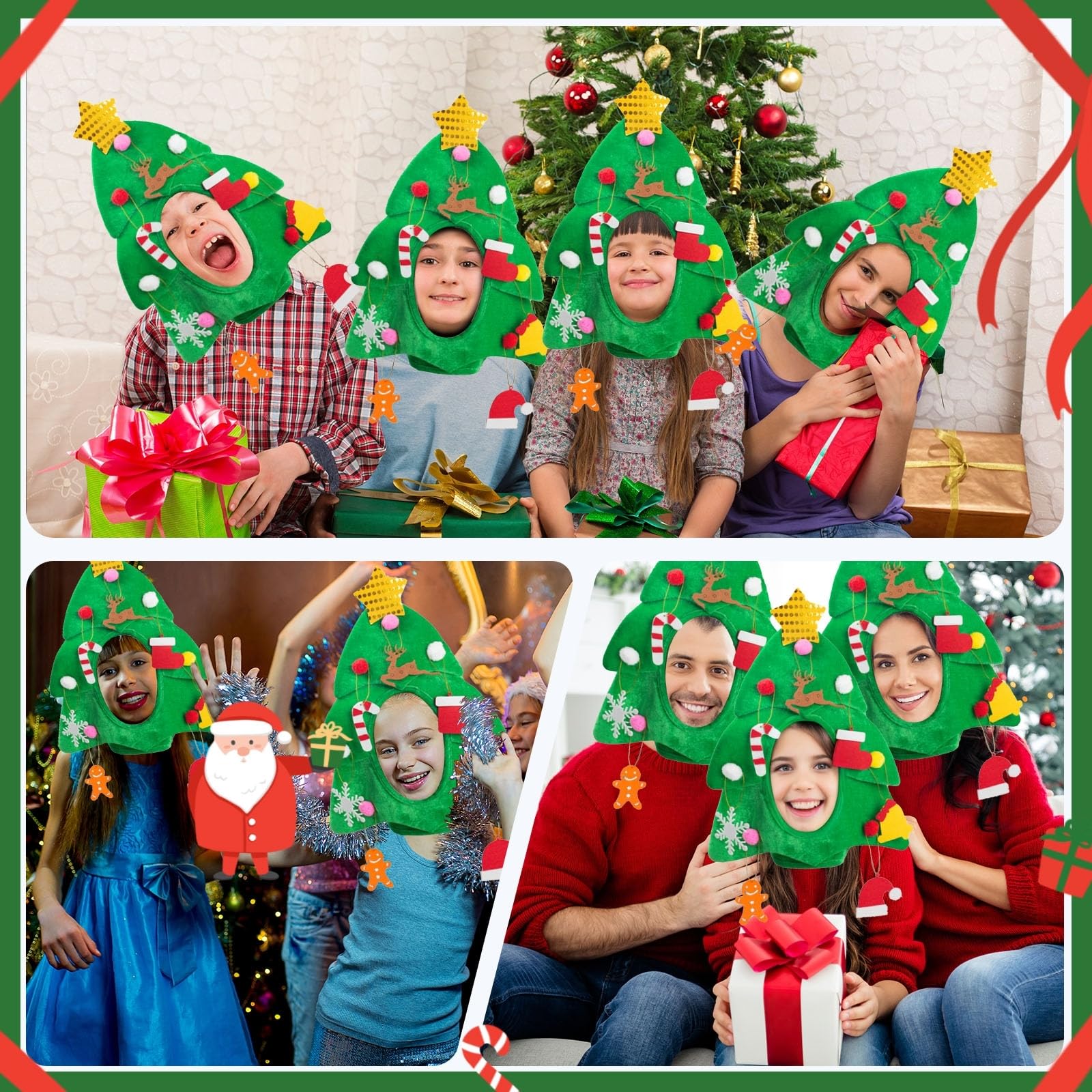 DomeStar Christmas Tree Hat with 7PCS Ornaments, Funny Christmas Hat, Novelty Santa Hat Crazy Hats Christmas Party Hat Dress Up Celebrations