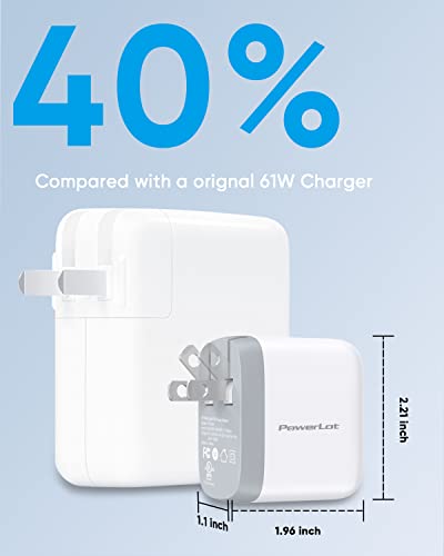 USB C Wall Charger, PowerLot GaN 65W USB C Charger Block with 6ft Type C Cable, PD Fast Charger for iPhone 14/13, iPad Pro, Pixel 7/6, 60W Power Adapter Laptop MacBook Pro/Air Charger