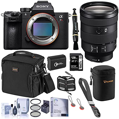 Sony Alpha a7R III Mirrorless Digital Camera (V2) with FE 24-105mm f/4 G OSS Lens Bundle with 128GB SD Card, Bag, Extra Battery, Wrist Trap, Screen Protector and Accessories