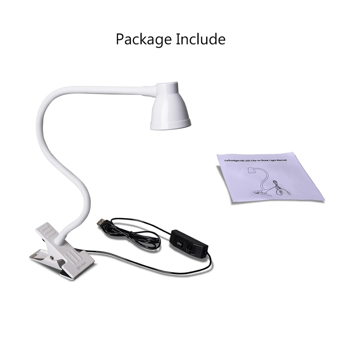 CeSunlight Clip on Reading Light, Clamp Lamp for Desk, 3000-6500K Adjustable Color Temperature, 6 Illumination Modes, 10 Led Beads(White)