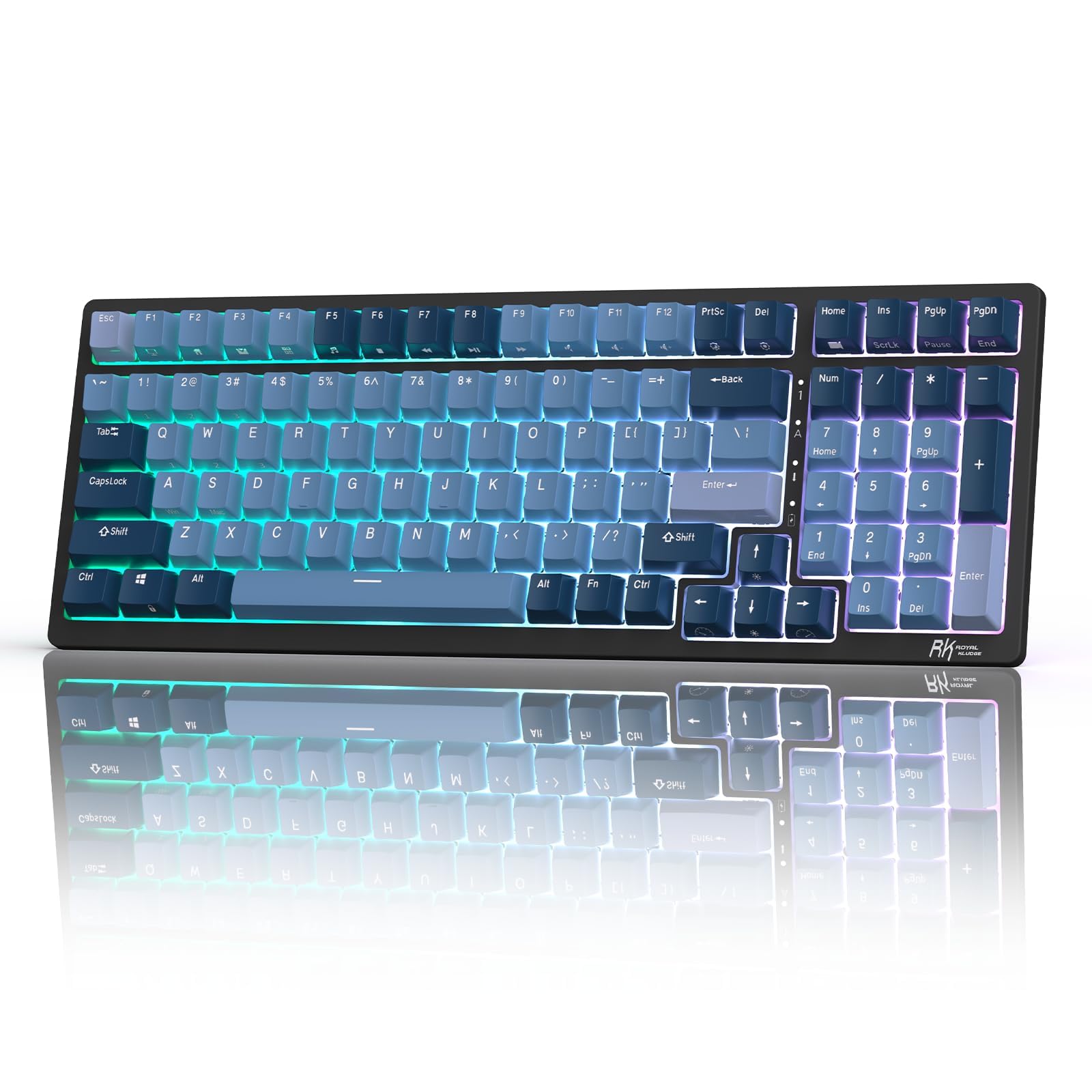RK ROYAL KLUDGE RK98 Wireless Mechanical Keyboard, Triple Mode 2.4G/BT5.1/USB-C Hot Swappable Mechanical Keyboard with Number Pad, Pre-lubed Switches RGB Backlit Gaming Keyboard, Software Support