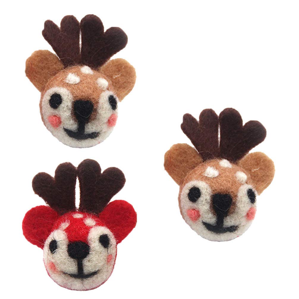 NUOBESTY 3Pcs Deer head brooch accessory Kid Xmas Clothes Pin Christmas DIY Ornaments Felt Christmas Deers Girl Christmas Present Xmas Scarf Pin Miss wool felt antlers birthday present