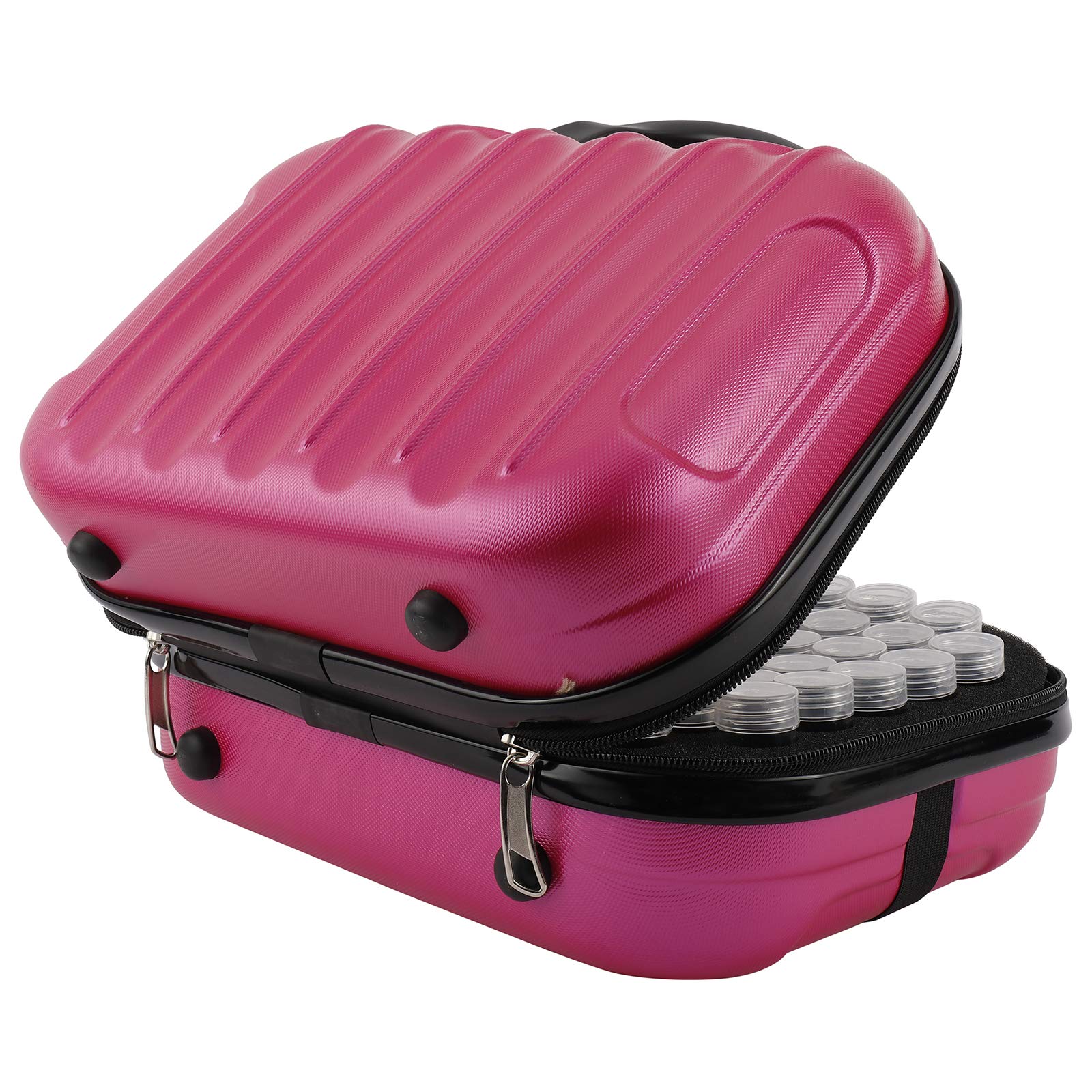 Toolly 132 Bottles Diamond Painting Storage Carring Case - Hardshell Bead Sewing Pills Container Box Embroidery Organizer Bag for DIY 5D Diamond Art Craft Accessorries, Red