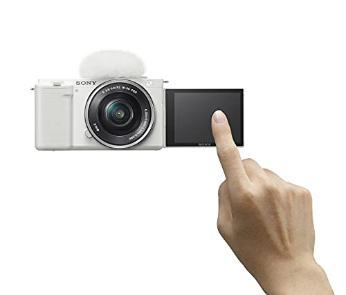 Sony Alpha ZV-E10 - APS-C Interchangeable Lens Mirrorless Vlog Camera Kit - White (Renewed)