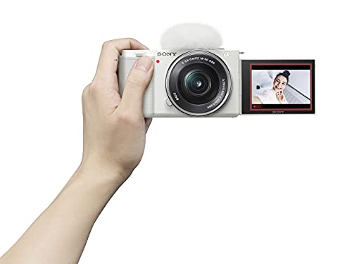 Sony Alpha ZV-E10 - APS-C Interchangeable Lens Mirrorless Vlog Camera Kit - White (Renewed)