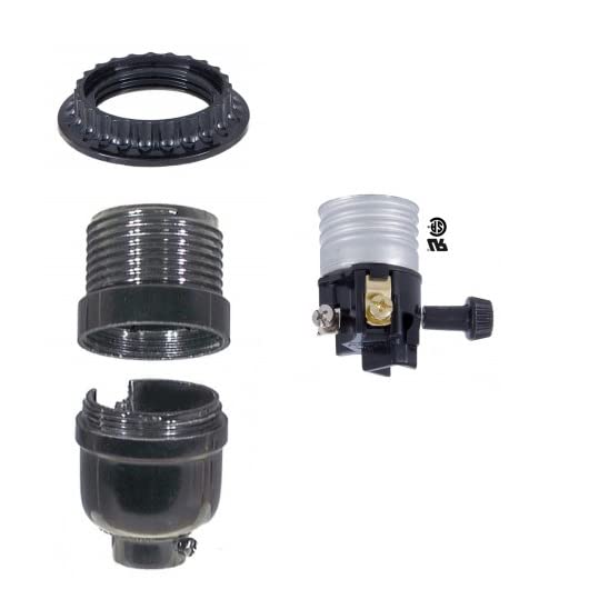 B&P Lamp Threaded Shell with Ring Phenolic Socket | Easy to Install Replacement Lamp Socket