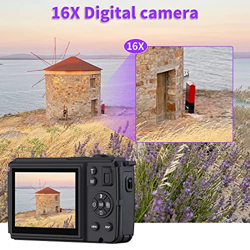 1080P Digital Camera 24MP Kids Compact Camera Autofocus 16X Digital Zoom Children Portable Camera for Boys, Girls,Beginners
