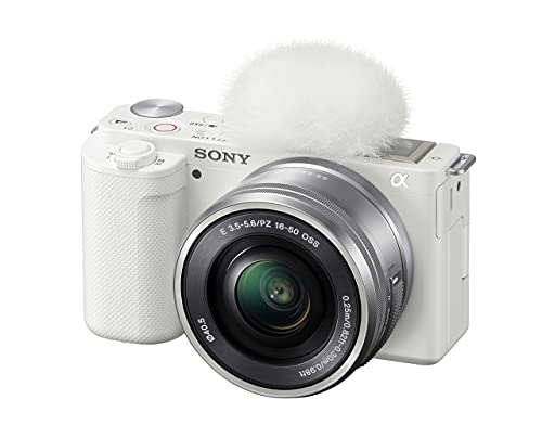 Sony Alpha ZV-E10 - APS-C Interchangeable Lens Mirrorless Vlog Camera Kit - White (Renewed)