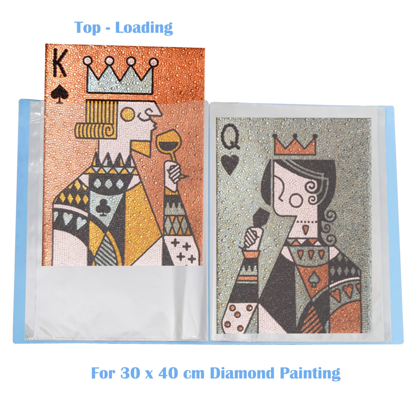 Diamond Painting Storage Book 40 Clear Pockets Sleeves Protectors Art Portfolio Book for 30 x 40 cm Diamond Painting Presentation (Can Accommodate 16.5 X 12.1inch) - Blue