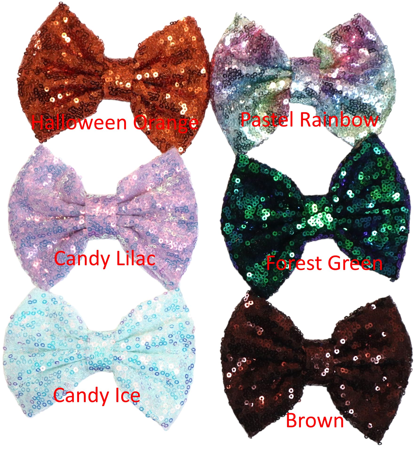 CLGIFT Set of 12 Sequin Bows 5 Inches Large Glitter Bows Wholesale Bows, DIY Fabric Hair Bows - No Clips (Pick Your Own)