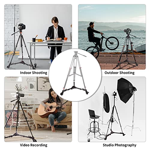 Famall Photography Tripod Dolly, Heavy Duty Tripod Dolly with 3" Wheels, Adjustable Legs and Carry Bag, Portable Tripod Wheels Compatible with Most Video Tripods and Light Stands