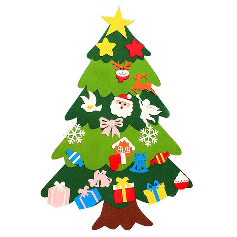 3.3FT Felt Christmas Tree for Wall Hanging Decorations My First Xmas Tree with 22 Detachable Ornaments DIY Xmas Gifts for Kids Room Study Living Room