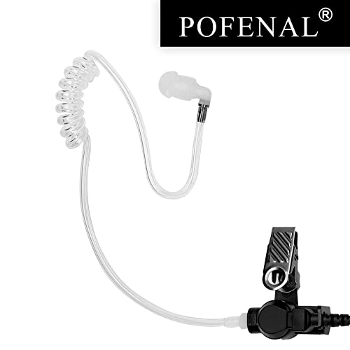 POFENAL Compatible with BF UV-5R, BTECH, Kenwood, retc 15 /Retevis RT21 RT22 Walkie Talkie with Big PTT Mic Tansparent Air Acoustic Tube Headset 2-Wire 2 Pin Earpiece Surveillance Kit