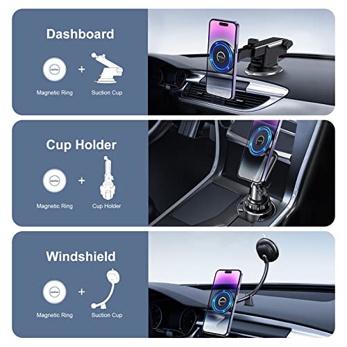 CIENCIMY Car Mount Base Compatible with MagSafe iPhone 14 13 12 Magnetic Accessories, Only for Diameter 17mm/0.67 inch Universal Joint Ball of Phone Holder Car Mount, Vent, Dashboard, Windshield &More