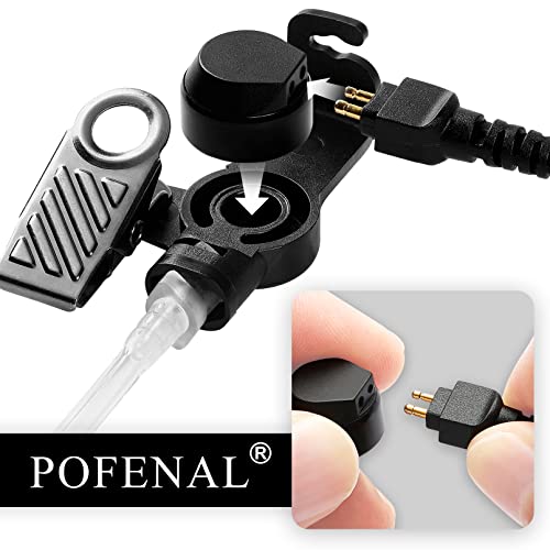 POFENAL Compatible with BF UV-5R, BTECH, Kenwood, retc 15 /Retevis RT21 RT22 Walkie Talkie with Big PTT Mic Tansparent Air Acoustic Tube Headset 2-Wire 2 Pin Earpiece Surveillance Kit