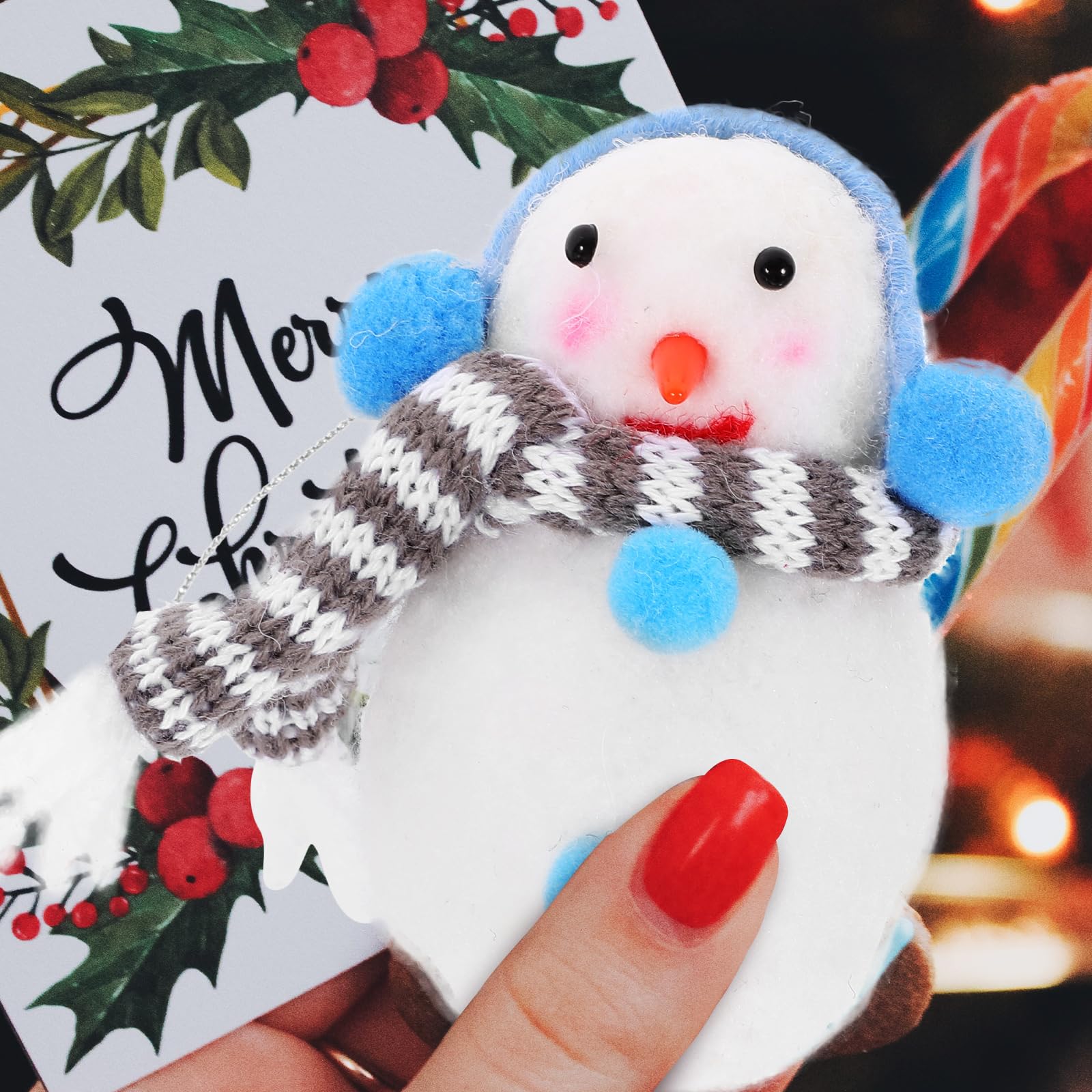 LUOZZY Christmas Snowman Hanging Ornaments Xmas Felt Snowman Doll Christmas Tree Hanging Ornament Xmas Gifts for Kids