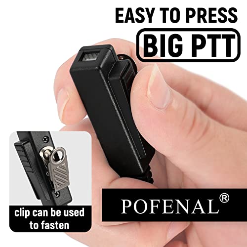 POFENAL Compatible with BF UV-5R, BTECH, Kenwood, retc 15 /Retevis RT21 RT22 Walkie Talkie with Big PTT Mic Tansparent Air Acoustic Tube Headset 2-Wire 2 Pin Earpiece Surveillance Kit