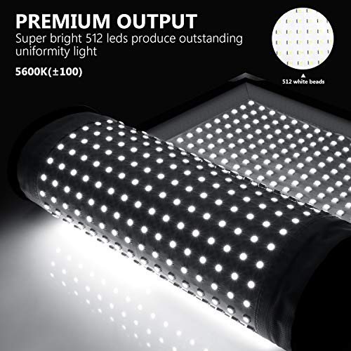 Neewer Rollable 30x53cm LED Light Panel Mat on Fabric 48W 4500LM 5600K CRI 90+ 512 LED Light Panel with Handle Grip, Remote Control, Diffuser Cloth, Carry Bag for Traveling Outdoor Photography