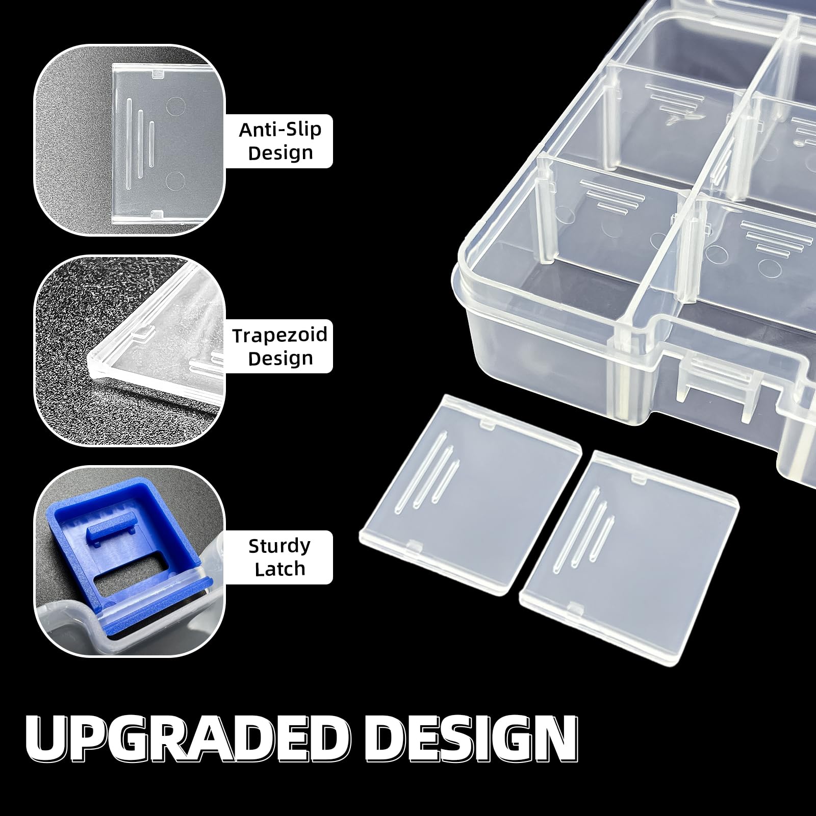 DUOFIRE Plastic Organizer Container Storage Box Adjustable Divider Removable Grid Compartment for Jewelry Beads Earring Tool Fishing Hook Small Accessories(18 grids, White X 2)
