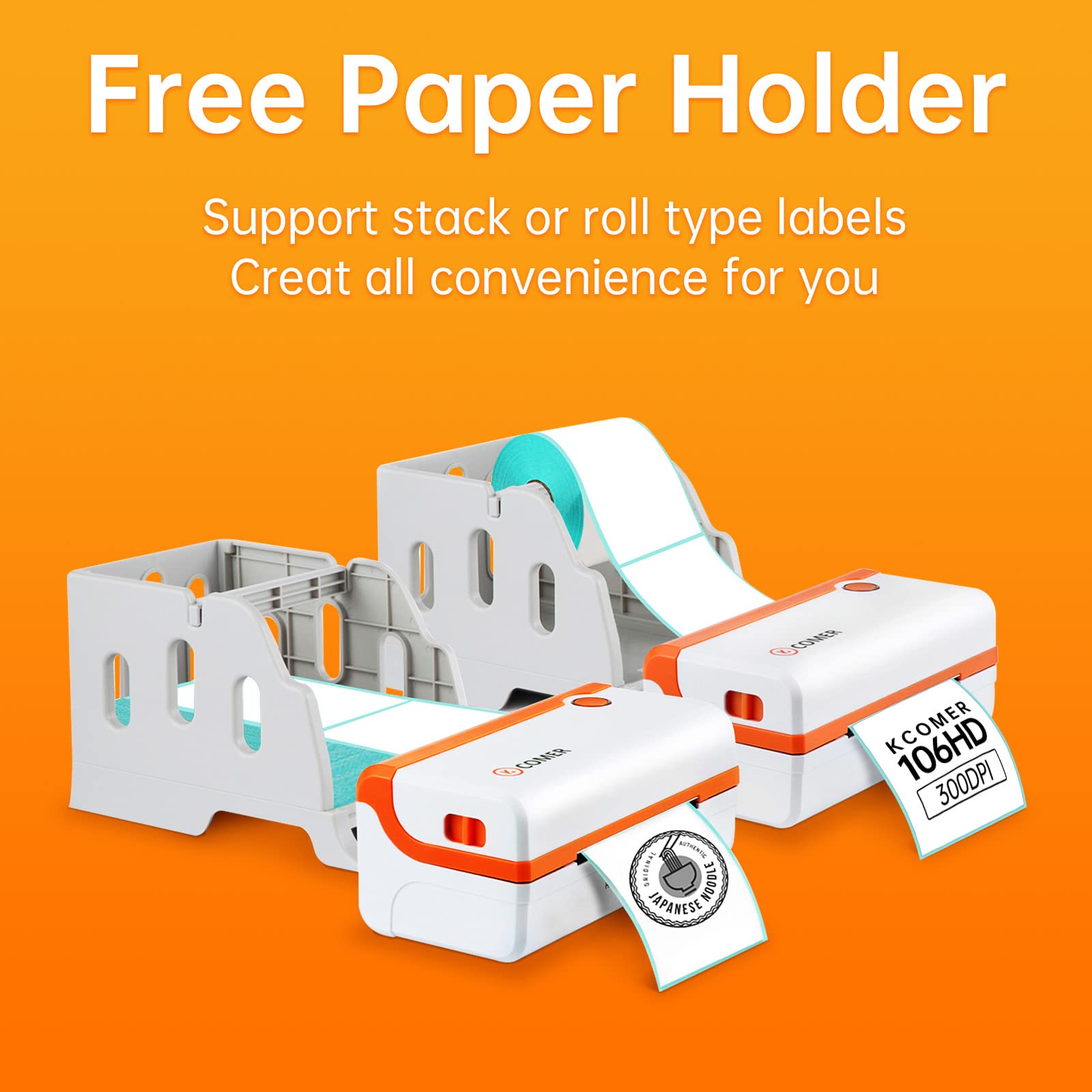 K COMER HD Thermal Shipping Label Printer 300DPI, Direct Thermal 4x6 High-Speed Label Printer, Compatible with Windows and Mac,Supports Multiple Platform Applications