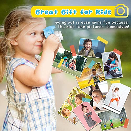 Acuvar 1080P Kids Selfie HD Compact Digital Photo and Video Rechargeable Camera Kit with 32GB TF Card & 2" LCD Screen Micro USB Charger, Lanyard. 6PC Card Holder and All in One USB Card Reader (Blue)