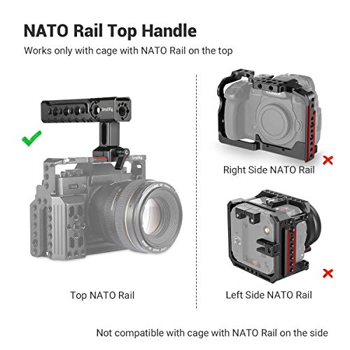 SmallRig NATO Top Handle Quick Release Handgrip, Built-in Cold Shoe Mount, 1/4''-20 and 3/8''-16 Thread Holes, Locating Holes for ARRI Standard, Back/Forward Adjustable - 1955