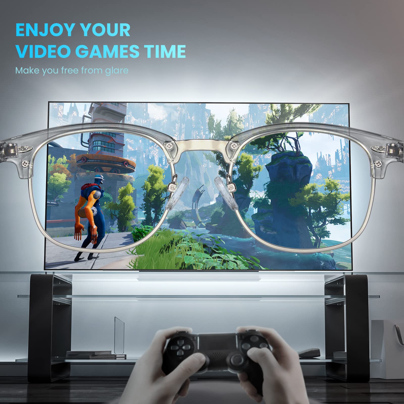 racico Computer Blue Light Blocking Glasses Blue Light Glasses Men Women, Anti Blu-Ray Clear Gaming Glasses Lenses