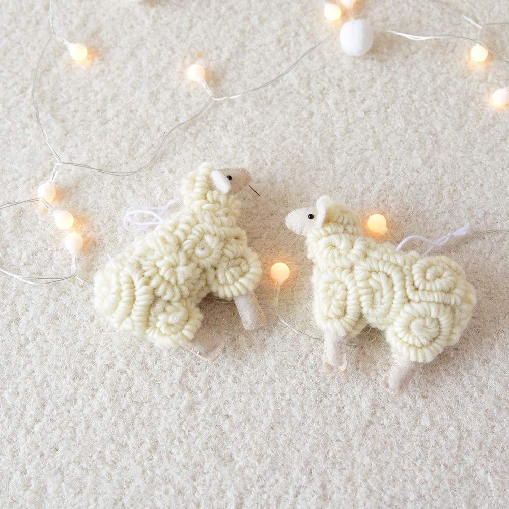 Fashionhe Christmas Tree Pendant Hanging Home Sheep Ornament Christmas Decoration(Beige,S)