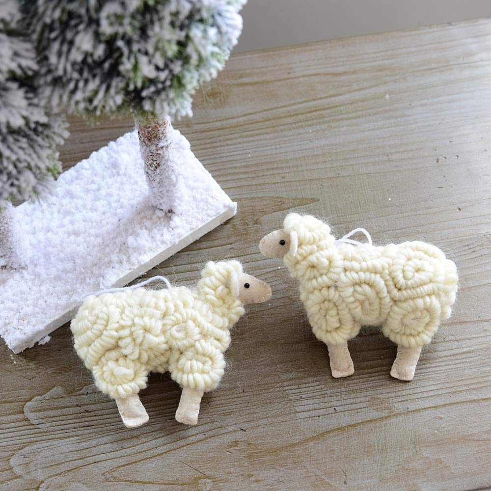 Fashionhe Christmas Tree Pendant Hanging Home Sheep Ornament Christmas Decoration(Beige,S)