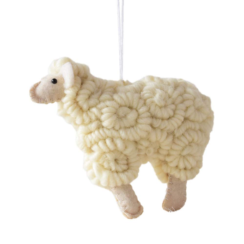 Fashionhe Christmas Tree Pendant Hanging Home Sheep Ornament Christmas Decoration(Beige,S)