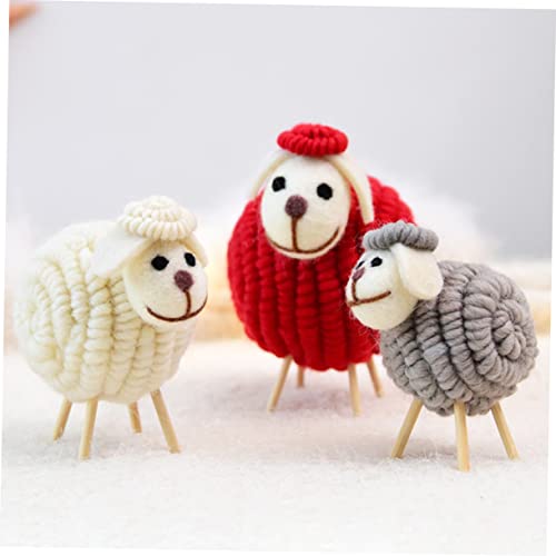 ifundom Cake Decoration Hand Made Felt Sheep Christmas Tree Hanging Sheep Mini Lamb Christmas Desktop Adornment Ornament Sheep Dining Table Decor Bamboo Christmas Socks Mutton White