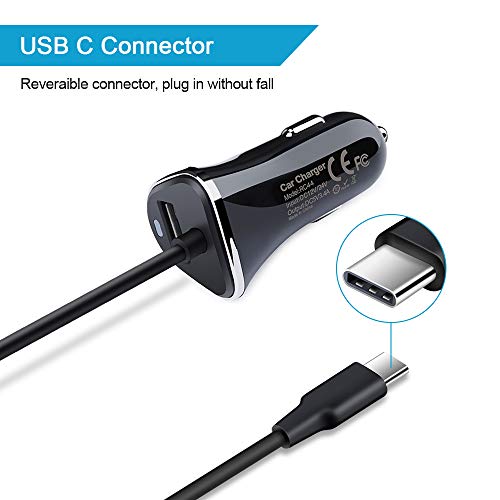 USB Type C Car Charger,Quick Charge 3.4A USB Car Adapter with 3ft Type C Charging Cable for Samsung Galaxy S23 Ultra S22 S21 S20 A10e A20 A50 A51 A52 A70 S10 S9 S8 Plus,Note 20/10,LG G8 G7 V40 V35 V60