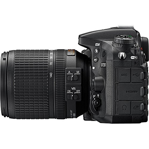Nikon D7200 24.2MP DSLR Digital Camera with 18-140mm VR Lens (1555) Deluxe Bundle with 64GB SD Card + Large Camera Bag + Filter Kit + Spare Battery + Telephoto Lens (Renewed)