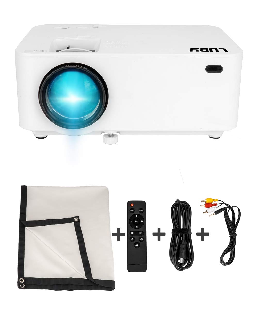 Luby Portable Movie Projector with Free Projector Screen Perfect for Fun Camping Neighborhood Gathering Backyard Movie