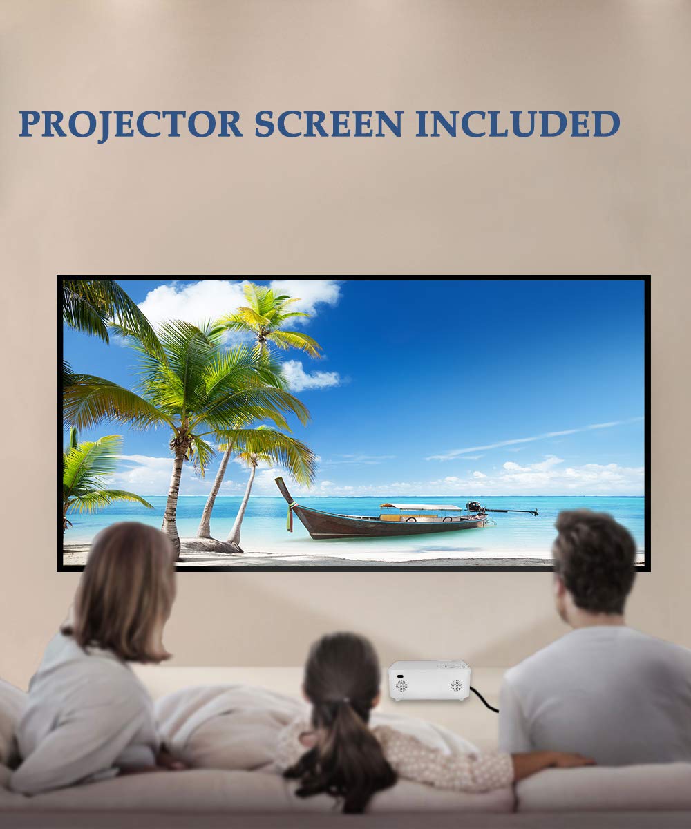 Luby Portable Movie Projector with Free Projector Screen Perfect for Fun Camping Neighborhood Gathering Backyard Movie