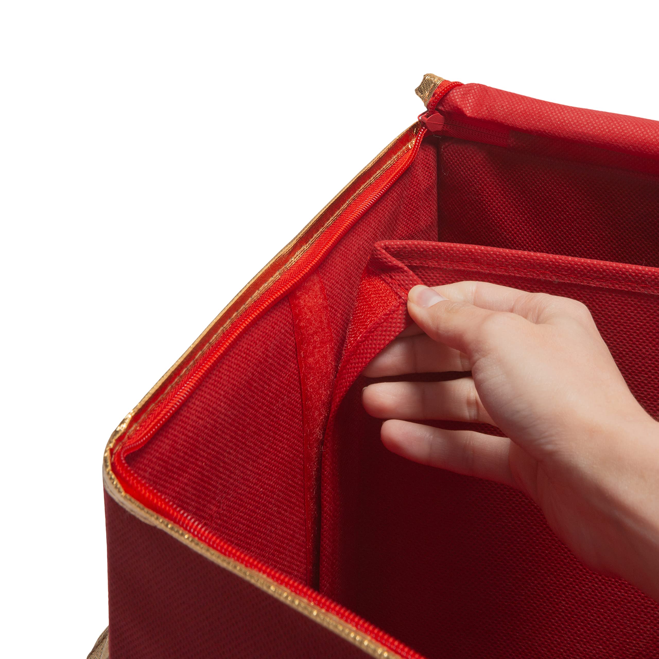 Simplify Gift Bag Organizer | Dimensions: 10.5"x 16"x 16" | Stores Gift Bags | Ribbon | Tissue Paper | Gift Cards | Large Reinforced Handles | Red | Holiday Storage | Collapsible