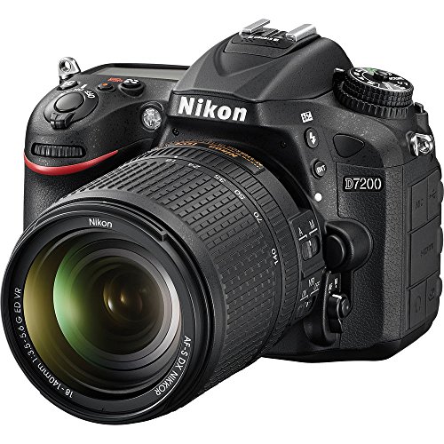 Nikon D7200 24.2MP DSLR Digital Camera with 18-140mm VR Lens (1555) Deluxe Bundle with 64GB SD Card + Large Camera Bag + Filter Kit + Spare Battery + Telephoto Lens (Renewed)