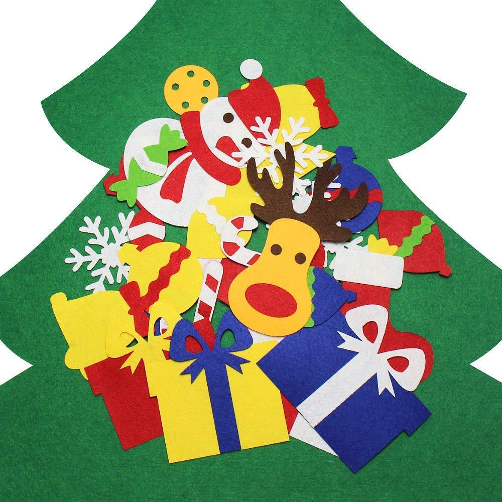 YEAHBEER Felt Christmas Tree for Kids,3.2FT DIY Christmas Tree with 30 Detachable Christmas Ornaments,Xmas Gifts, New Year Door Wall Hanging Decorations