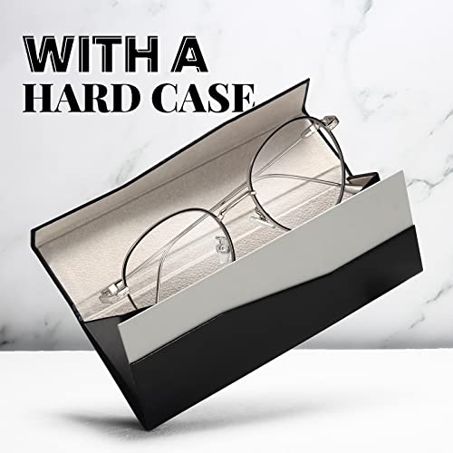 livho Blue Light Blocking Glasses, Retro Round Fake Eyeglasses Frames Anti UV Ray Filter Computer Gaming Glasses Women Men (Silver Black Frame,Transparent lens)