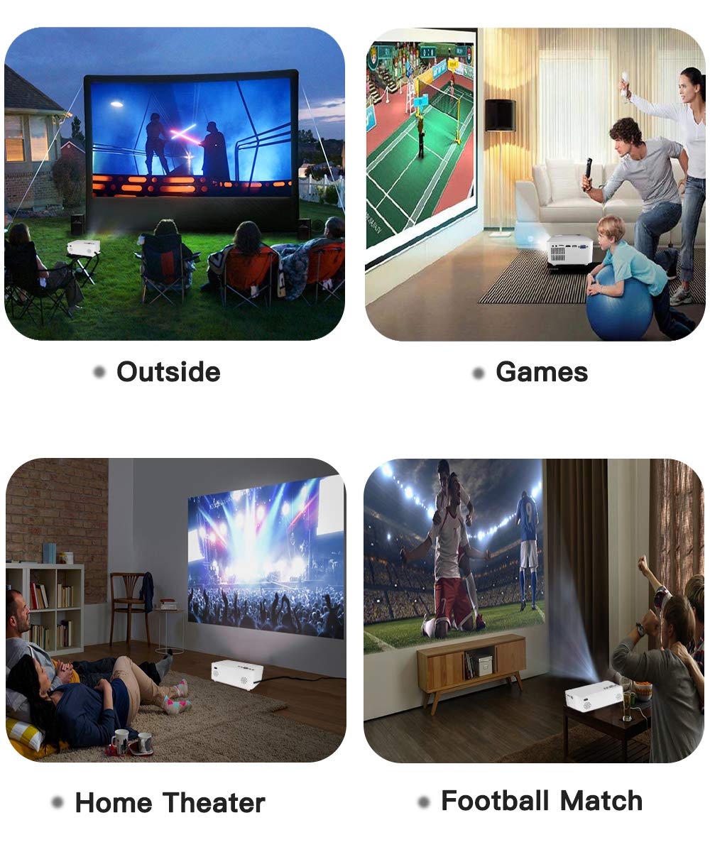 Luby Portable Movie Projector with Free Projector Screen Perfect for Fun Camping Neighborhood Gathering Backyard Movie