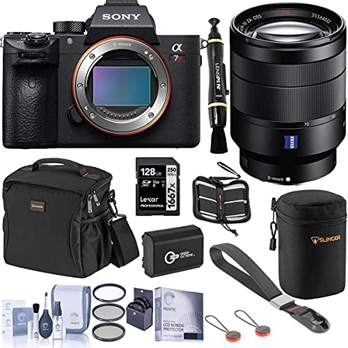 Sony Alpha a7R III Mirrorless Digital Camera (V2) with FE 24-70mm f/4 ZA OSS Lens Bundle with 128GB SD Card, Bag, Extra Battery, Wrist Trap, Screen Protector and Accessories