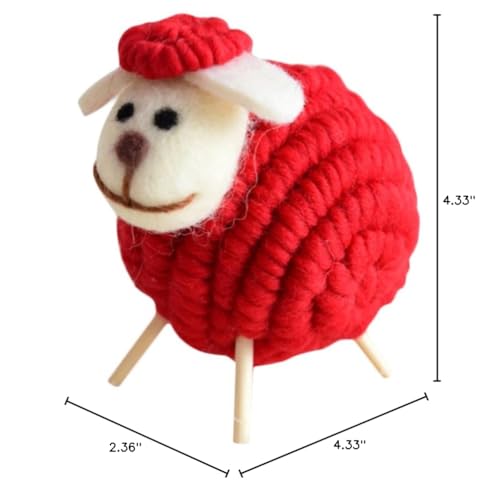 BRIGHTFUFU Mini Sheep Craft Lamb Christmas Ornament Decorative Adornment Handmade Wool Felt Small Decorations for Xmas Tree