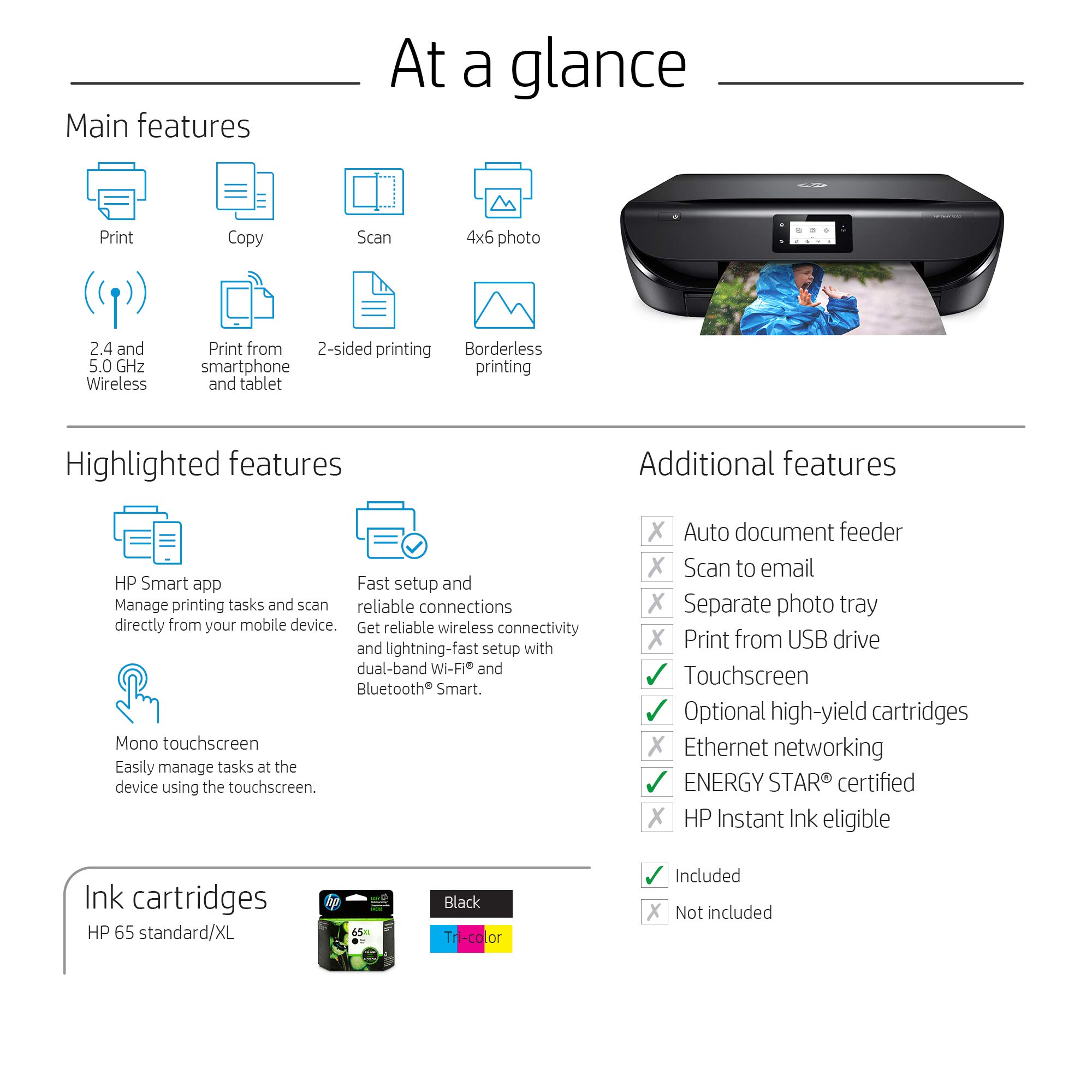 HP Envy Wireless All-in-One Photo Printer (Renewed) (HP Envy 5052)