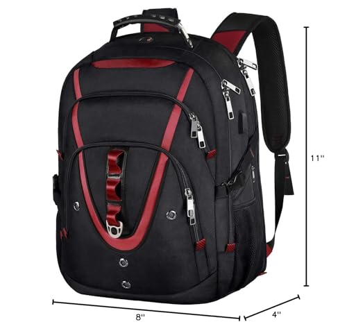 18.4 Inch Laptops Backpack, 55-60L Extra Large Travel Laptop Backpack with USB Charging Port, TSA Friendly Flight Approved and RFID Anti-Theft Pocket, Water Resistant Suiltable for Large Gaming Laptop