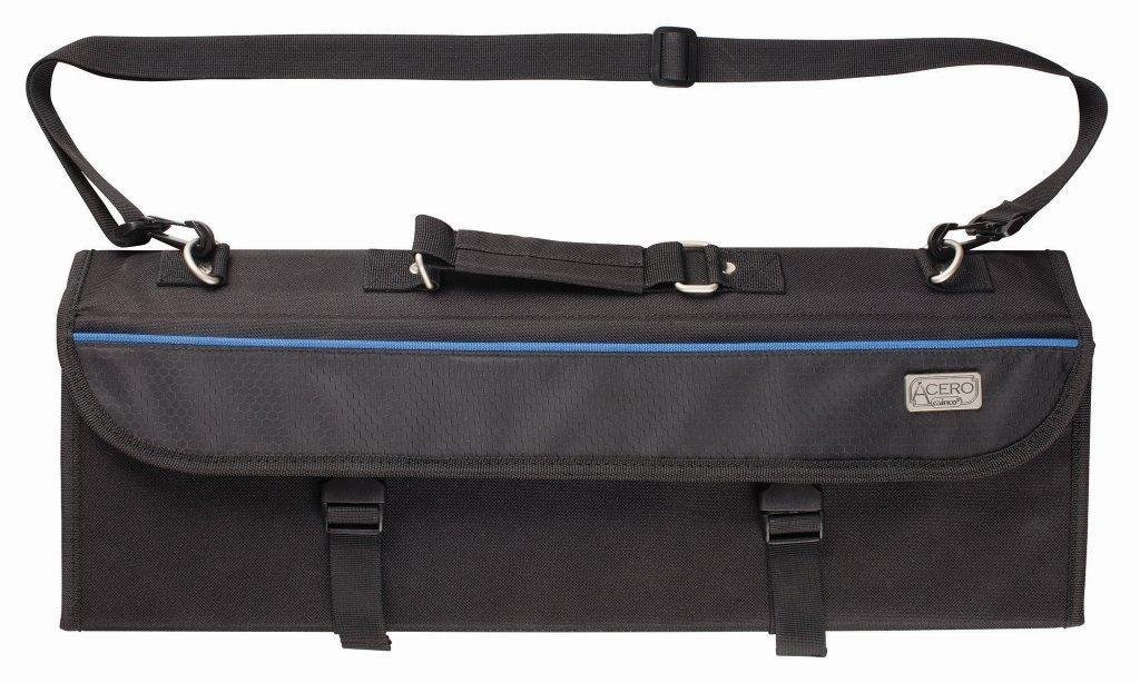 Winco Acero Cutlery line 11 Slot Knife Bag, Black, 21" x 7" x 2"