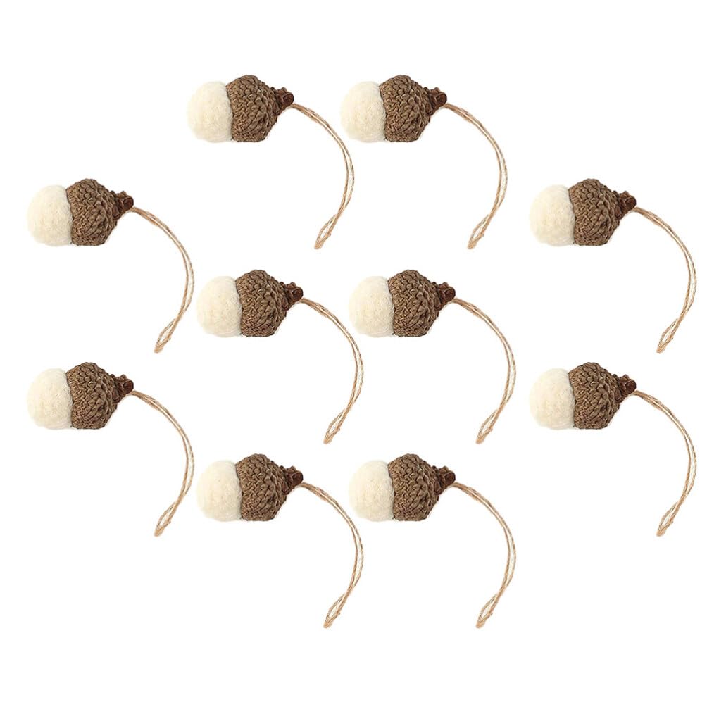 Baluue 10pcs Felt Acorn Bunches Christmas Pom Pom Christmas Hanging Pine Cones Lifelike Acorns Wool Felt Acorns Felted Wool Acorn Fall Tree Ornaments Fall Ornaments Autumn White Party Bag